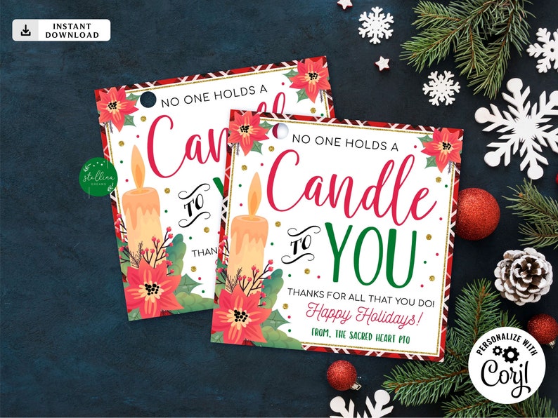 Editable Christmas Candle Gift Tags No One Holds a Candle to - Etsy