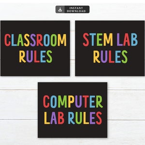 Computer Lab Poster Set, Classroom Decor, Set of 7 Computers Class ...