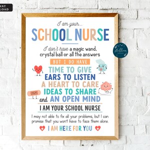 I Am Your School Nurse Poster, School Nurse Office Decor, Nurse's ...