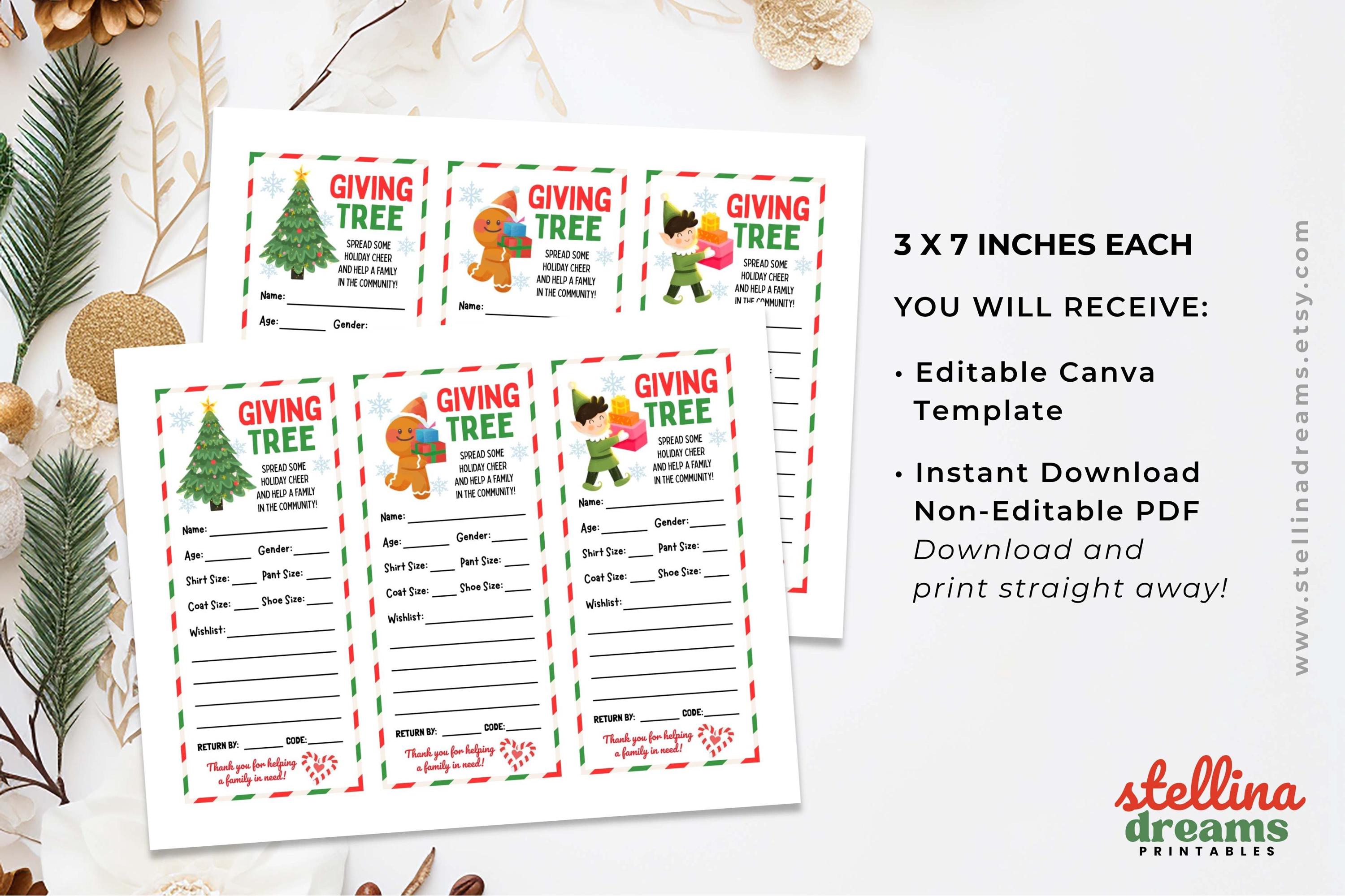 Giving Tree Tags Editable | Angel Tree Tags | Christmas Toy Drive ...