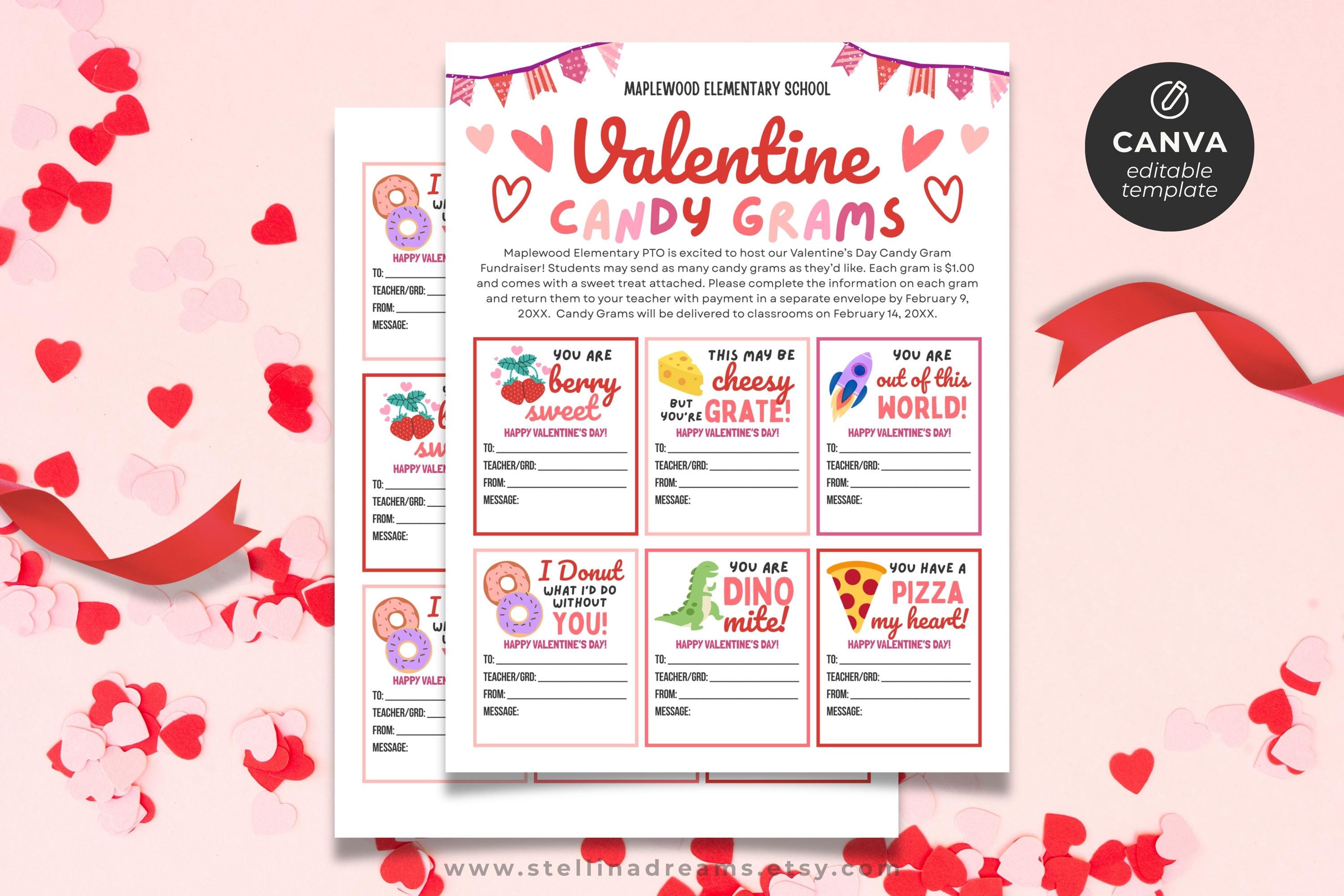 Valentine Candy Grams Flyer | School PTA PTO Fundraiser Flyer ...