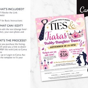 Editable Daddy Daughter Dance School Dance Flyer Party Invitation Ties ...