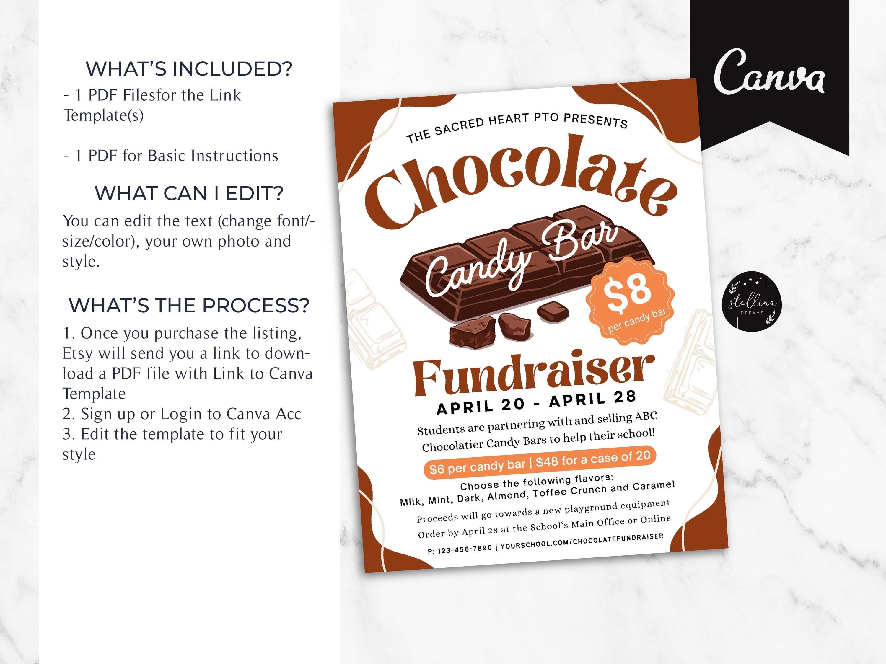 Chocolate Fundraiser Flyer: Editable School Event Template (CANVA) - Etsy
