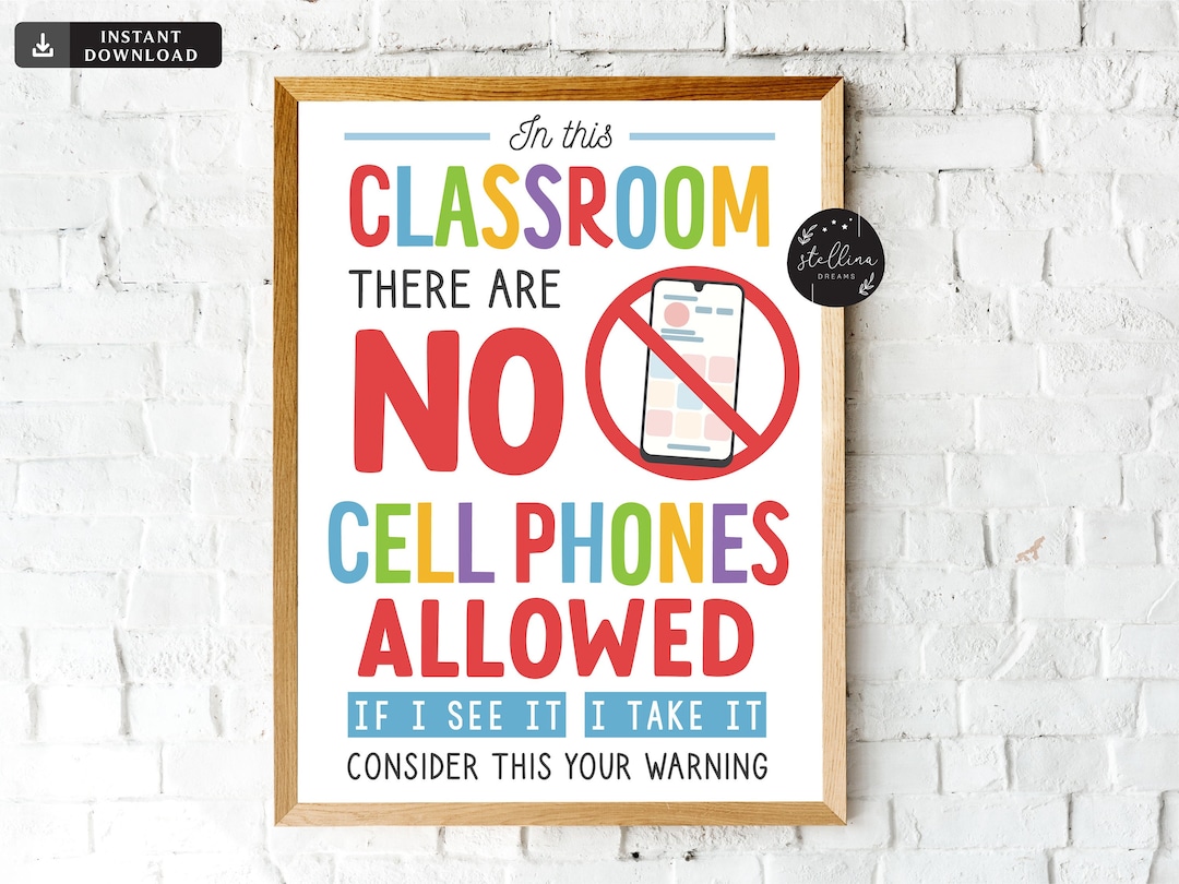 No Cellphones Allowed Sign School Classroom Decor, Classroom Management ...