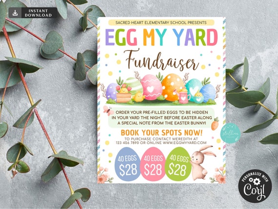 EDITABLE Egg My Yard Fundraiser Flyer Printable Invite Easter - Etsy