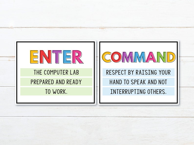 Computer Lab Rules Poster Set: Classroom Decor (instant Download) - Etsy