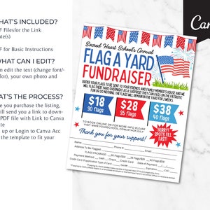 Editable Flag A Yard Fundraiser Flyer, Printable Invite Summer ...