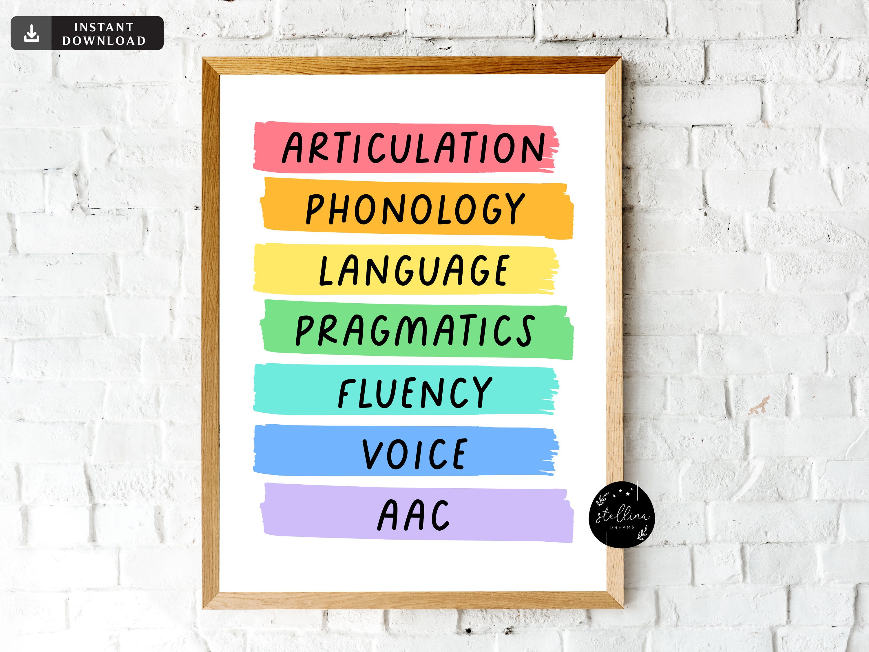 Speech Therapy Poster, Raibow Bright Set of 4 Speech Therapy Room Decor ...