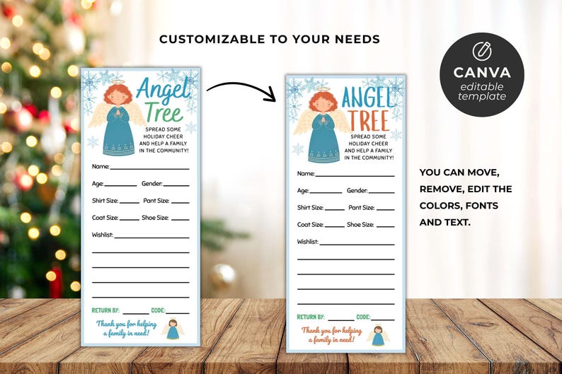 Angel Tree Tags Editable | Giving Tree Tags | Church Christmas Donation ...