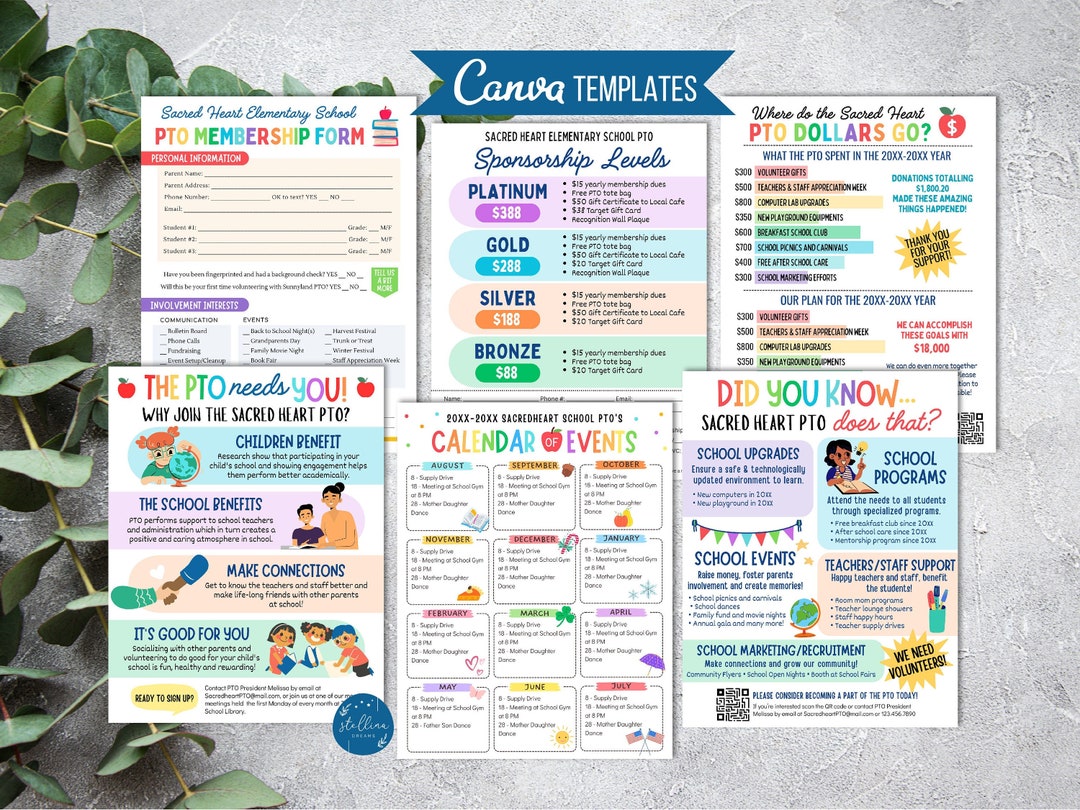 Editable PTO PTA Recruitment Bundle: School Flyer Templates (CANVA) - Etsy