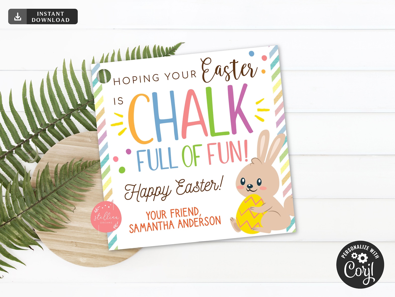 Easter Chalk Gift Tags, Hope Your Easter is Chalk Full of Fun, Happy ...
