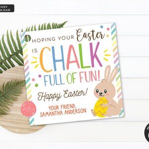 Easter Chalk Gift Tags, Hope Your Easter is Chalk Full of Fun, Happy ...