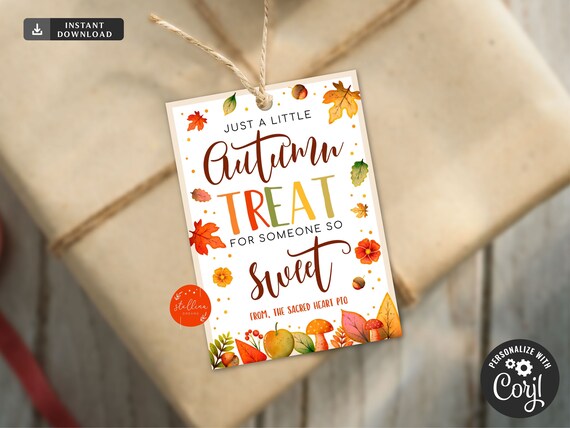 EDITABLE Fall Gift Tags an Autumn Treat for Someone so Sweet - Etsy