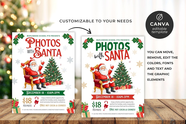 Photos With Santa Flyer Template | Christmas Photo Event | Editable ...