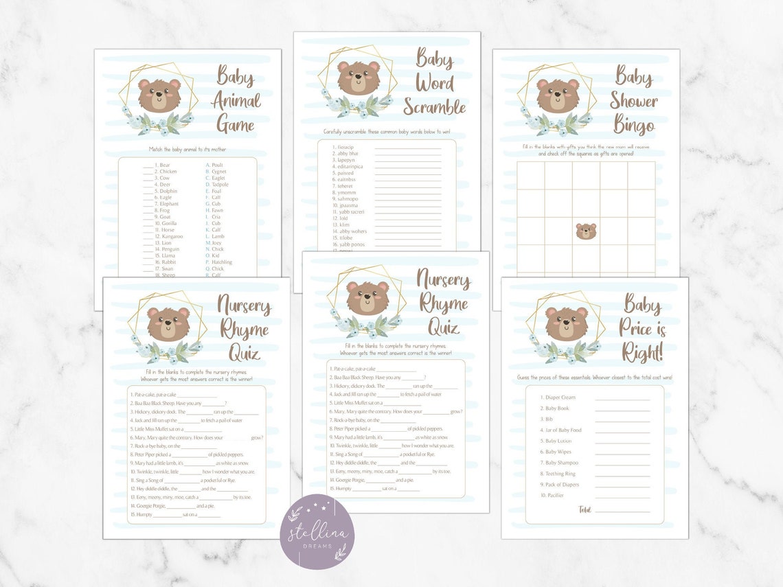 Teddy Bear Baby Shower Games Teddy Bear Baby Shower - Etsy