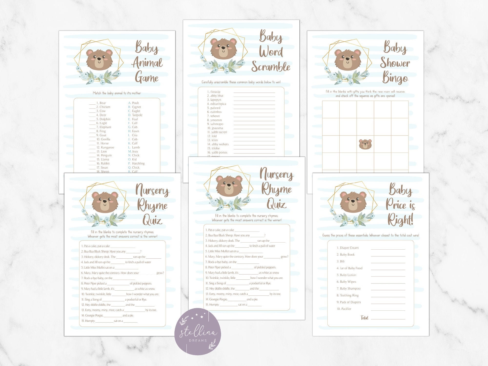 Teddy Bear Baby Shower Games Teddy Bear Baby Shower - Etsy Canada