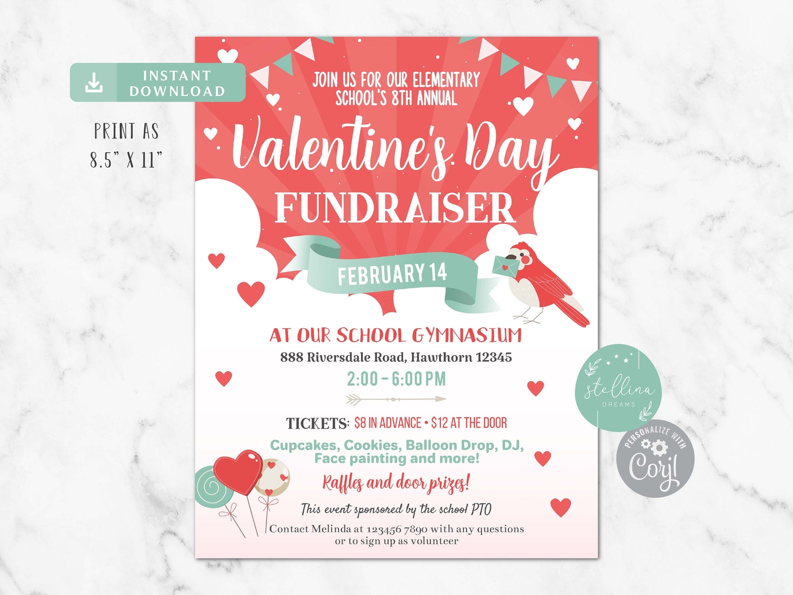 Valentine's Day Fundraiser Flyer Valentine Class Party - Etsy