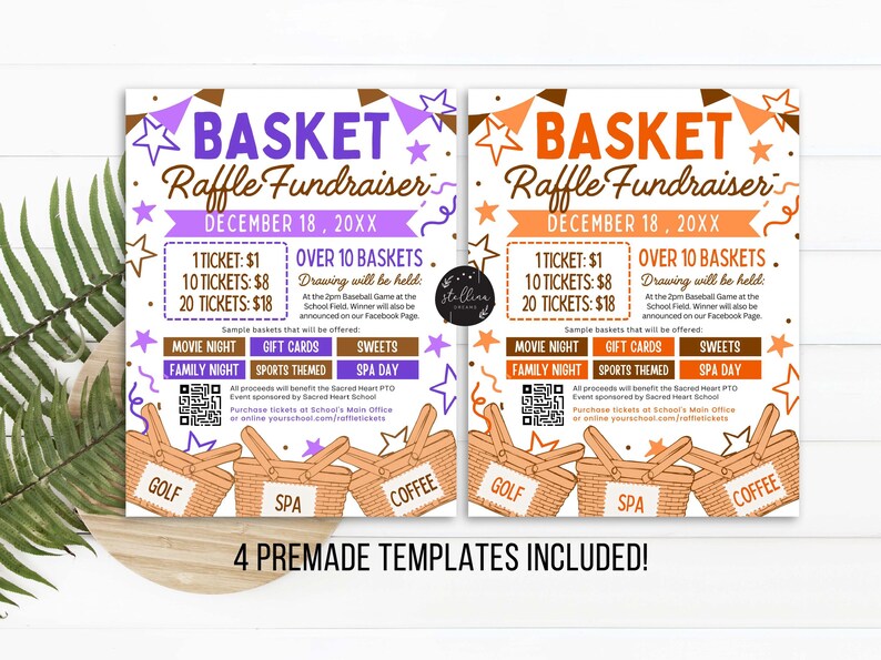 Basket Raffle Fundraiser Flyer: Editable Canva Template (digital) - Etsy
