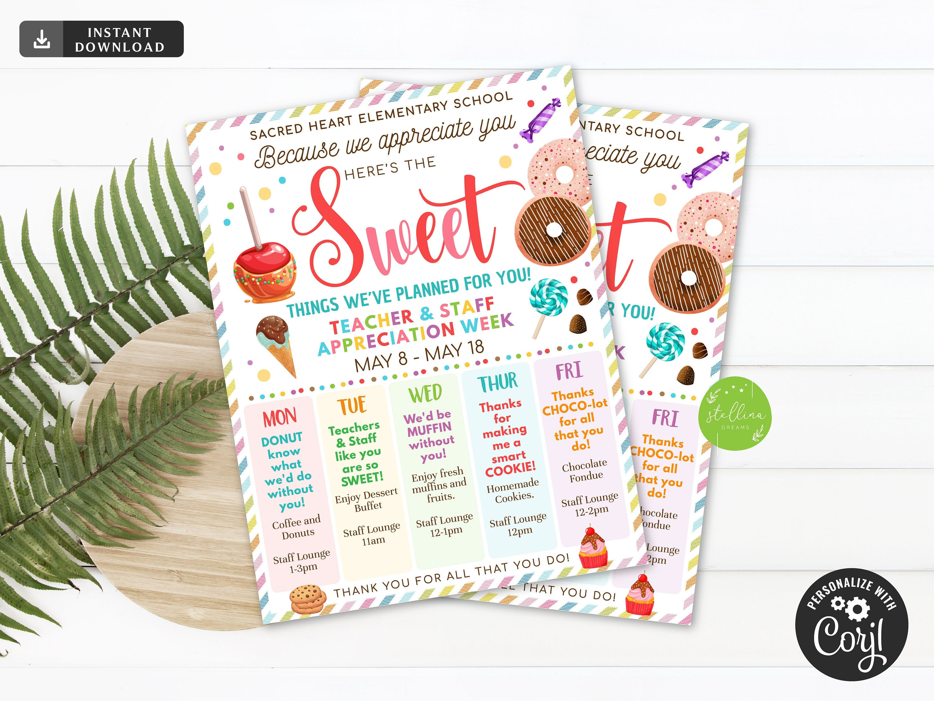 Candy Sweet Theme Teacher Appreciation Week, Itinerary Poster Digital ...