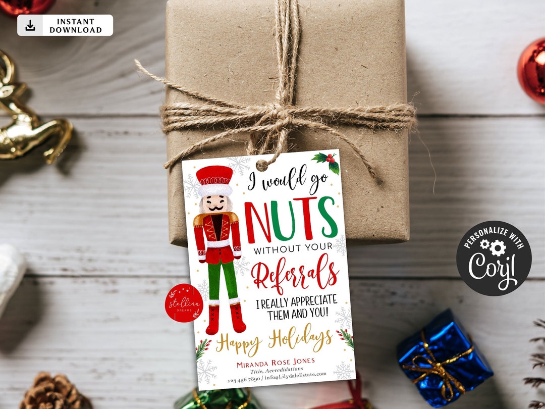 Editable Christmas Nuts Realtor Pop by Gift Tags, I'd Go Nuts Without ...