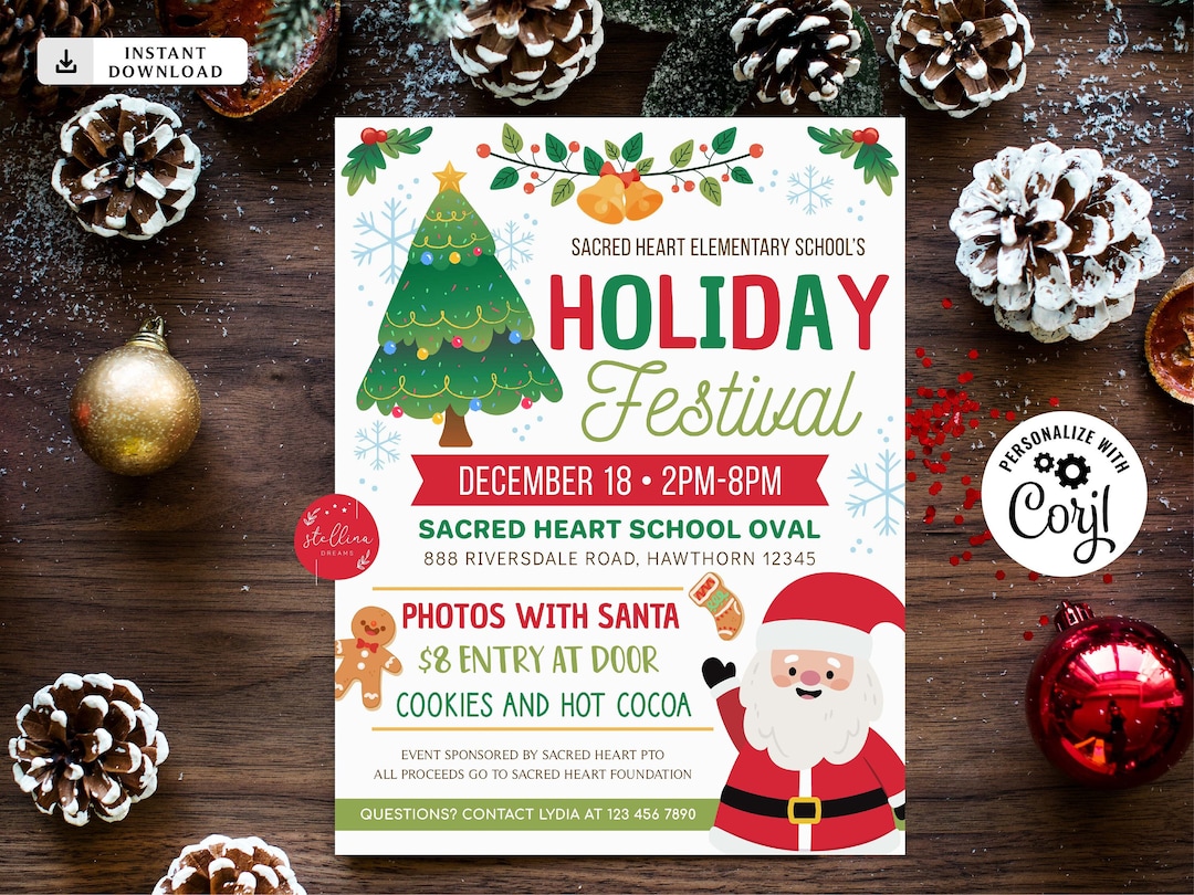 Holiday Festival Christmas Flyer/poster Printable Christmas Invitation ...