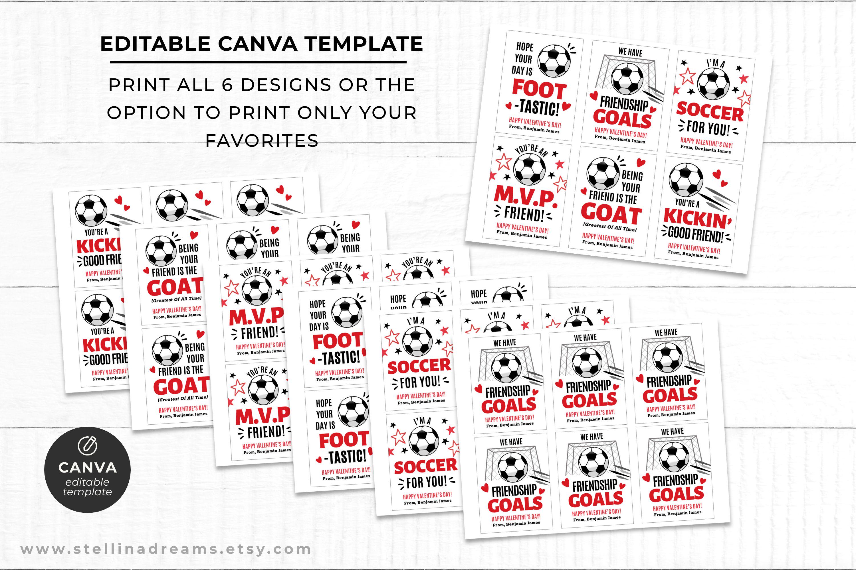Printable Soccer Valentine Cards Bundle | Classroom Valentine Exchange ...