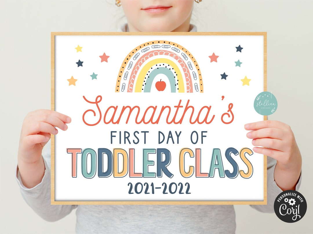 Rainbow Boho First Day of Toddler Class Sign, First Day of School Girl ...