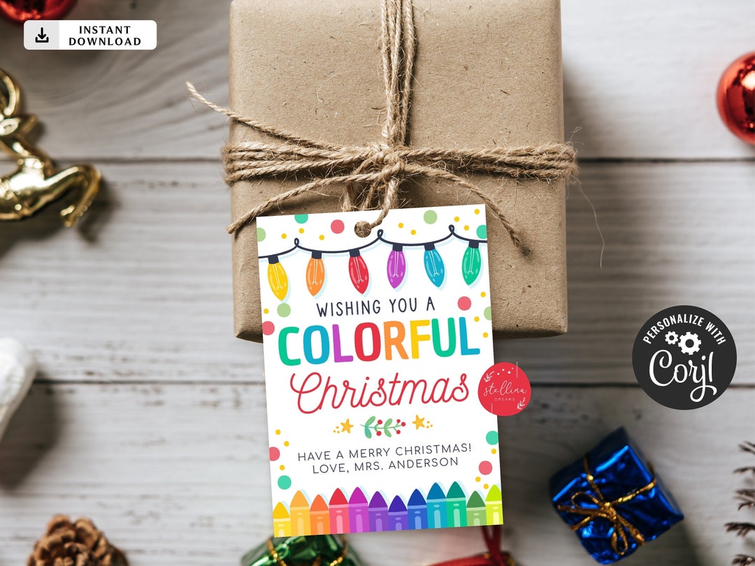 Christmas Gift Tags, Colorful Holiday, Crayon Stocking Stuffer ...
