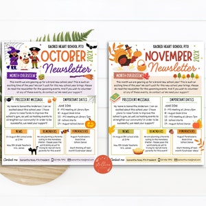 Editable Yearly Pto Pta Newsletter Template Set, Classroom Printable ...