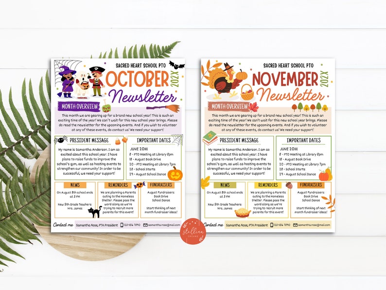 Editable Yearly Pto Pta Newsletter Template Set, Classroom Printable ...