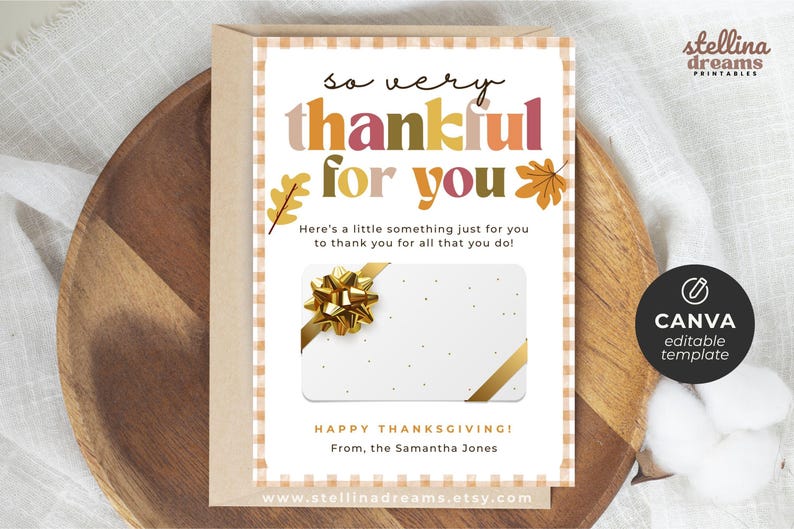 Thanksgiving Gift Card Holder Printable | Fall Thank You Card | Coffee ...