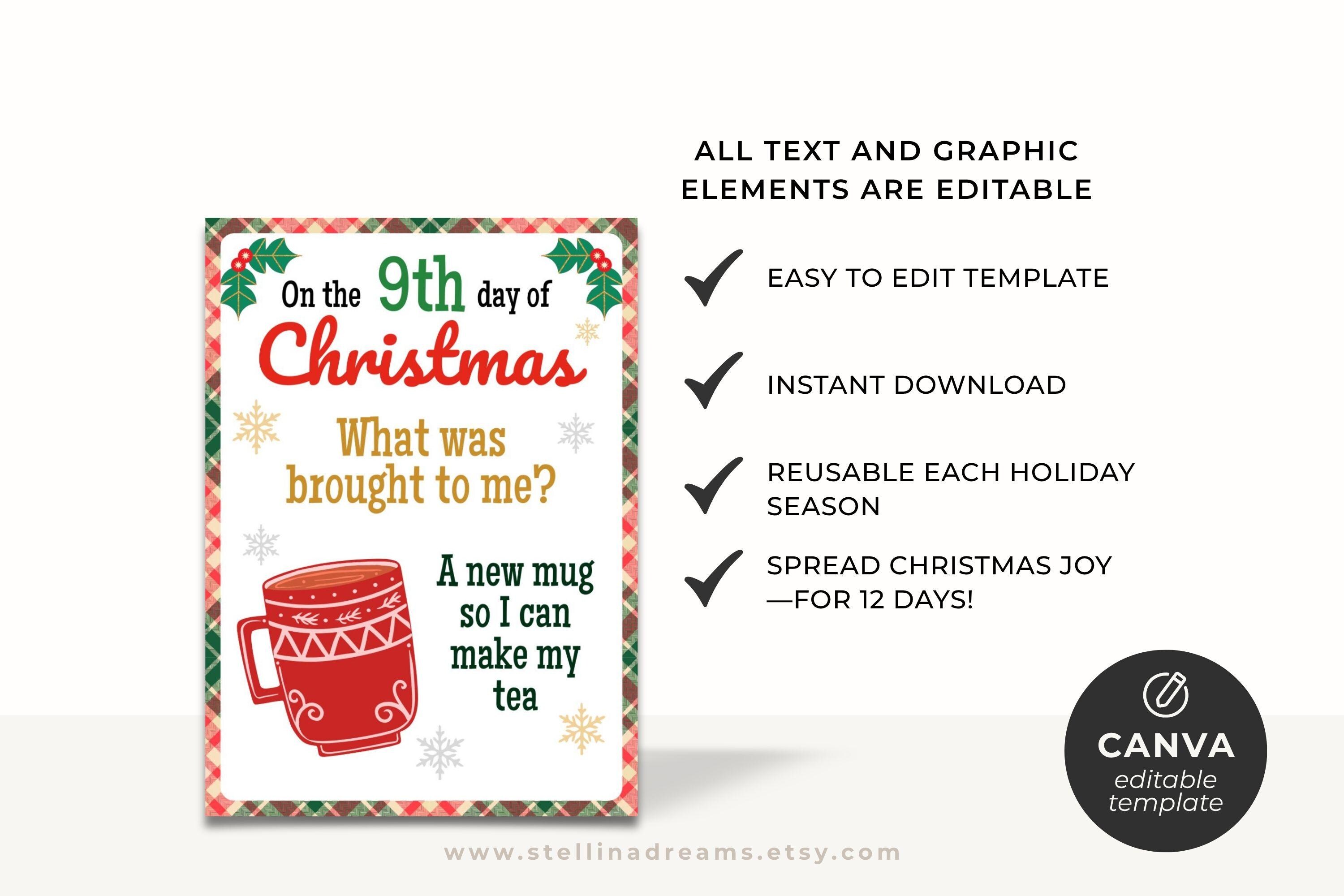 12 Days of Christmas Tags Printable | Teacher Gifts | Staff Employee ...