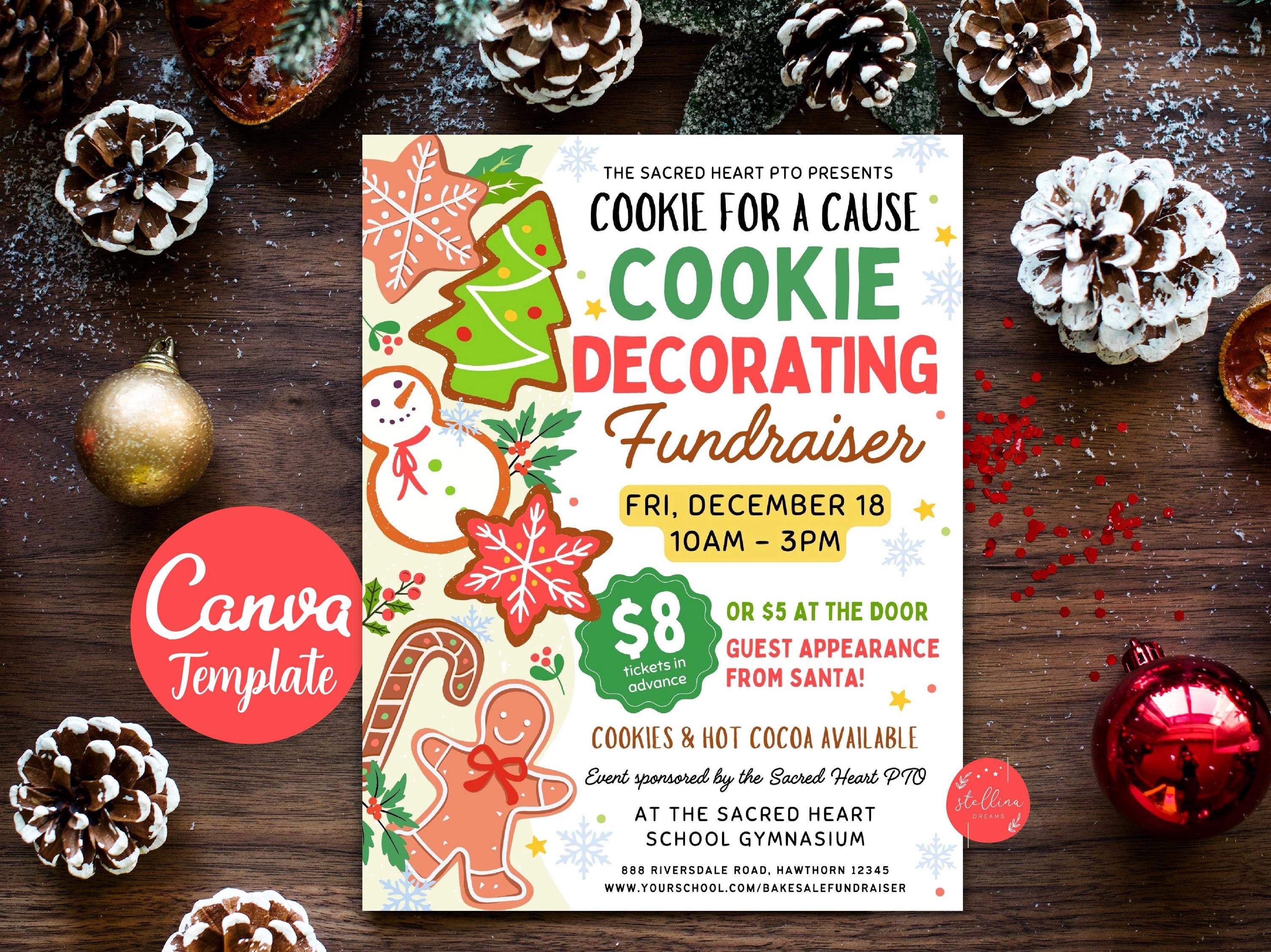 Editable Christmas Cookie Decorating Fundraiser Flyer, Printable Holiday Invitation, Xmas Church ...