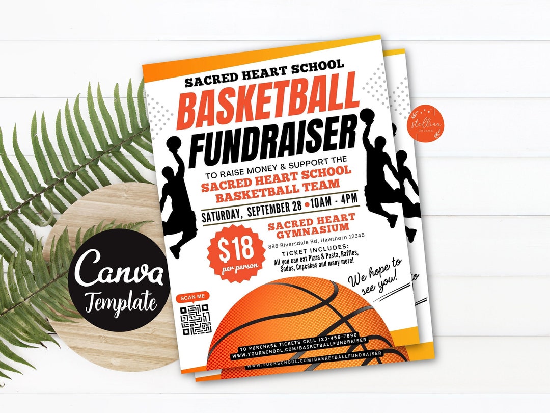 Editable Basketball Fundraiser Flyer, PTA PTO Flyer, School Benefit ...