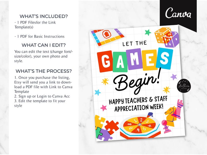 Teacher Appreciation Week Poster Bundle: Game Theme (CANVA Template ...
