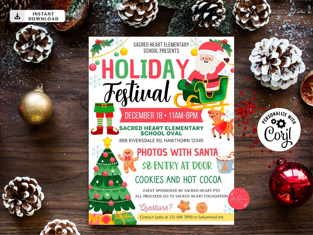 Holiday Festival Christmas Flyer/poster Printable Christmas Invitation ...