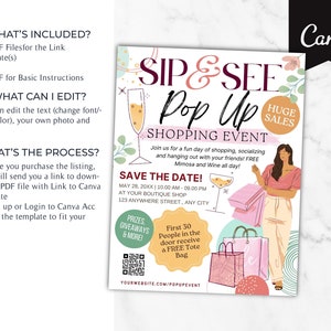 Editable Pop up Shop Flyer, Grand Opening Boutique Show Invite Women's ...