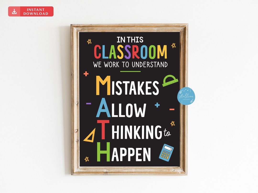MATH Teacher Classroom Poster, Printable Mistakes Math Classroom ...