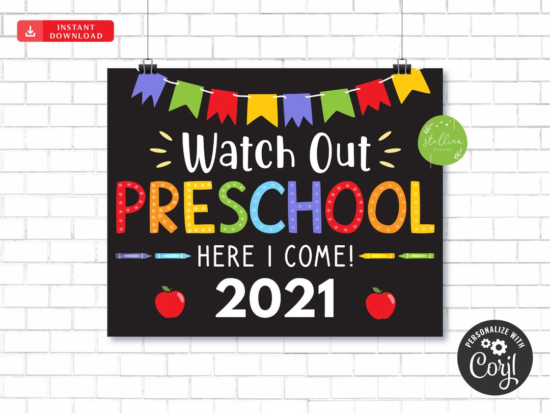 EDITABLE DATE Watch Out Preschool Back to School Photo Prop, Back to ...