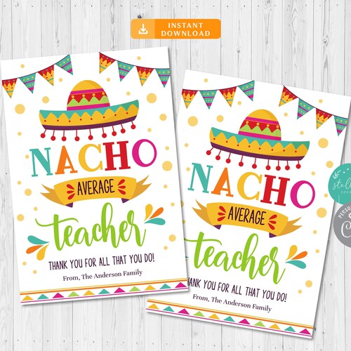 Nacho Average Teacher Teacher Appreciation Favor Gift Tags - Etsy