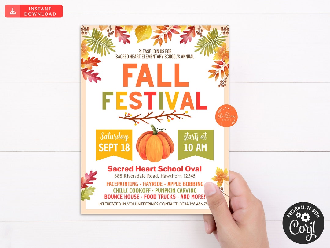 EDITABLE Fall Festival Fall Harvest Flyer, Printable Halloween ...