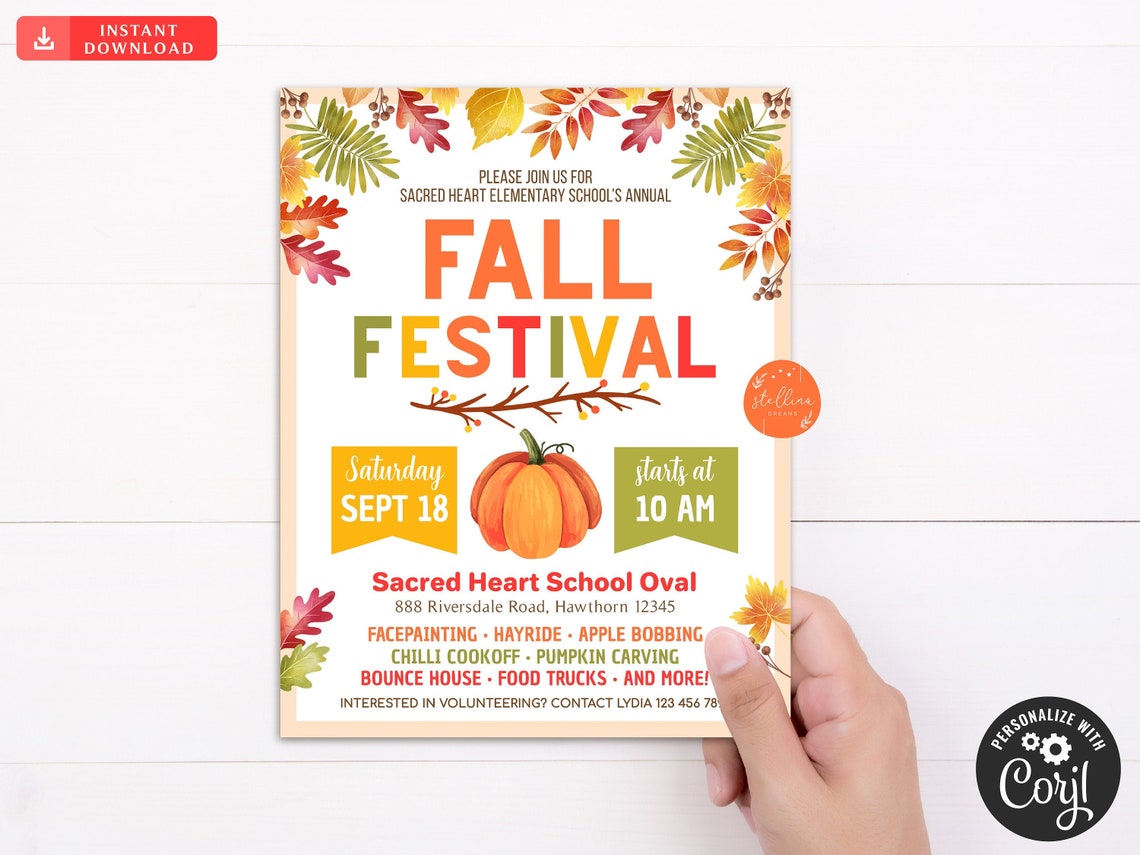 EDITABLE Fall Festival Fall Harvest Flyer, Printable Halloween ...