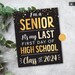 First Day of Senior Year Sign First Day of 12th Grade Sign Class of ...