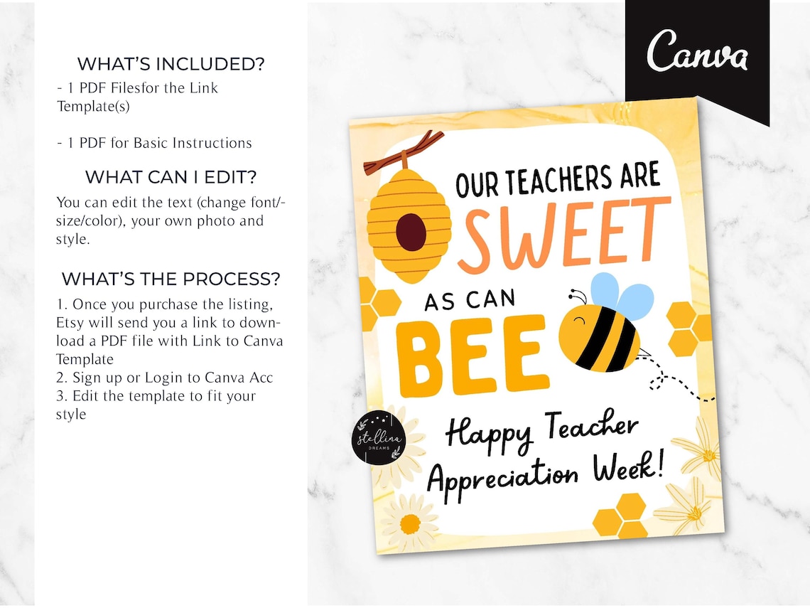 Editable Bundle Bee Themed Teacher Appreciation Week Posters Sweet as ...