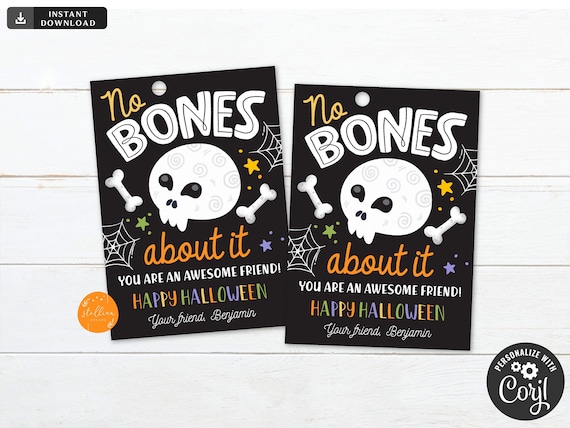 Editable No Bones About It Halloween Gift Tag Template - Etsy