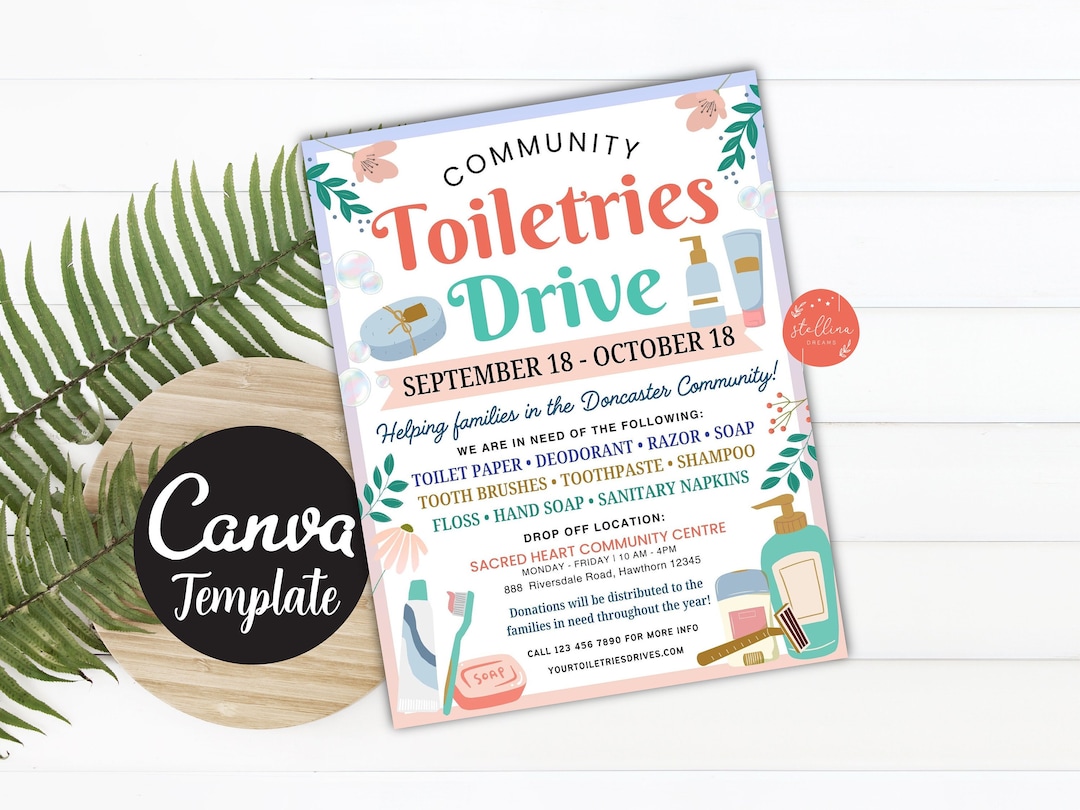 Editable Toiletries Drive Flyer: School, Church, Charity (CANVA ...