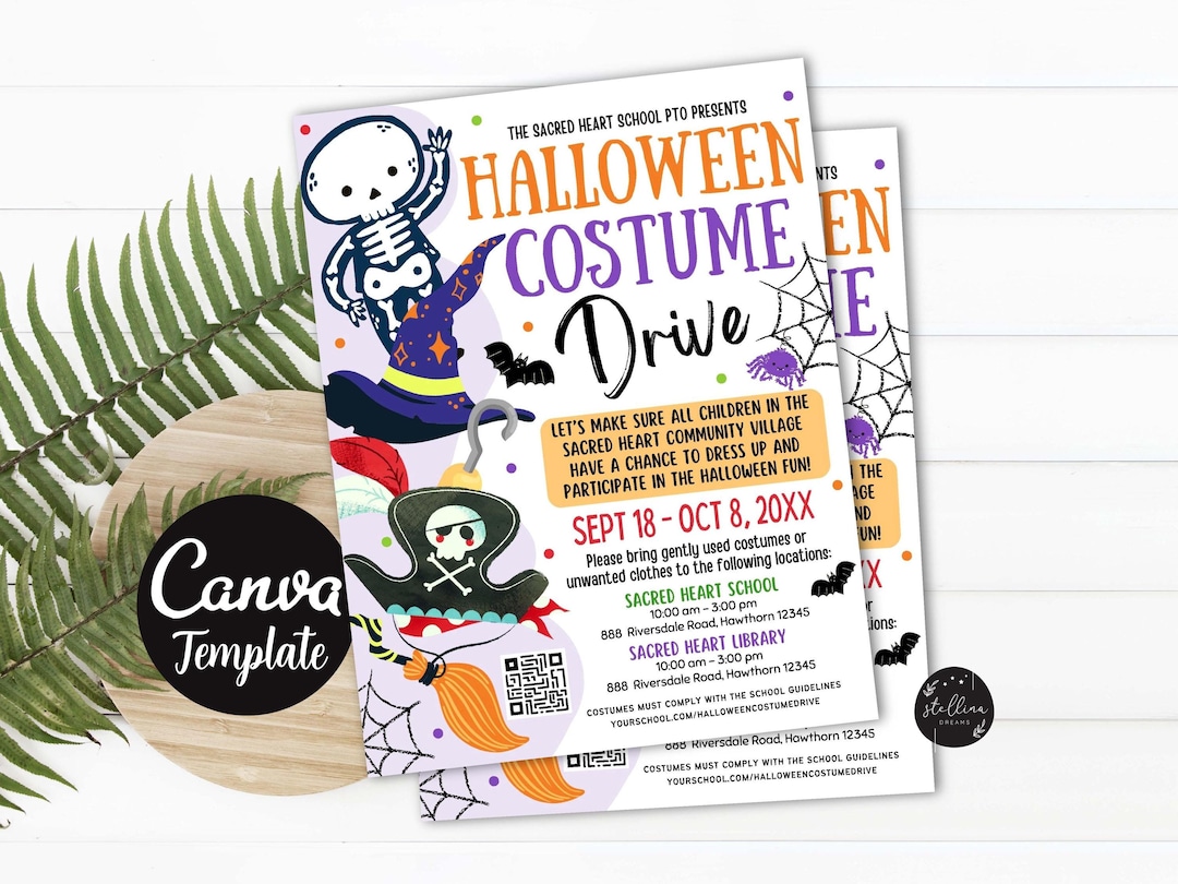 Editable Halloween Costume Drive Flyer: CANVA Template (digital ...
