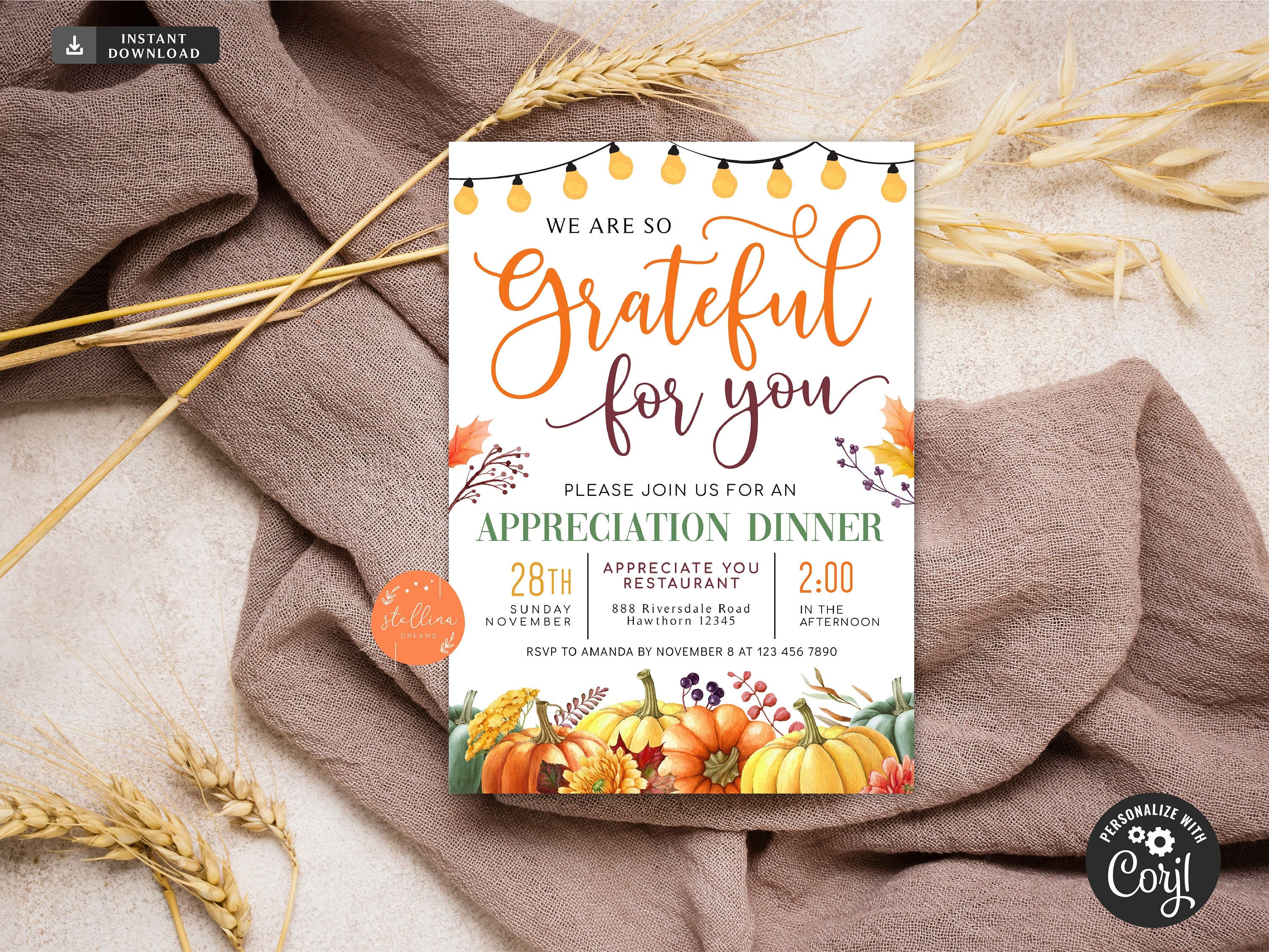 Fall Appreciation Invitation Grateful for You Teacher Staff - Etsy