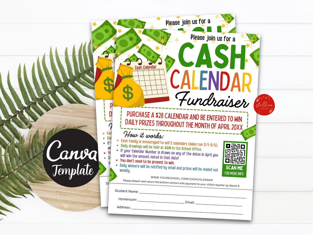 Editable Cash Calendar Fundraiser Flyer, Printable Handout Take Home ...