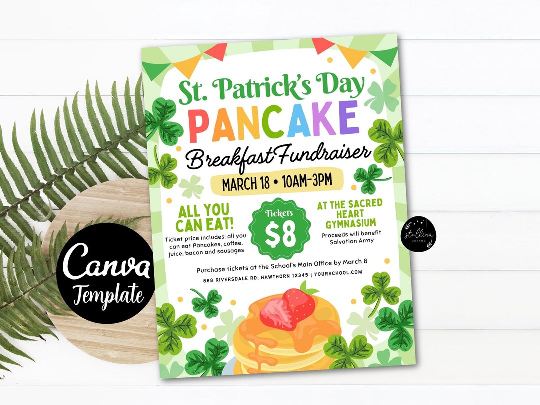 St. Patricks Day Pancake Breakfast Fundraiser Flyer and Ticket Set ...